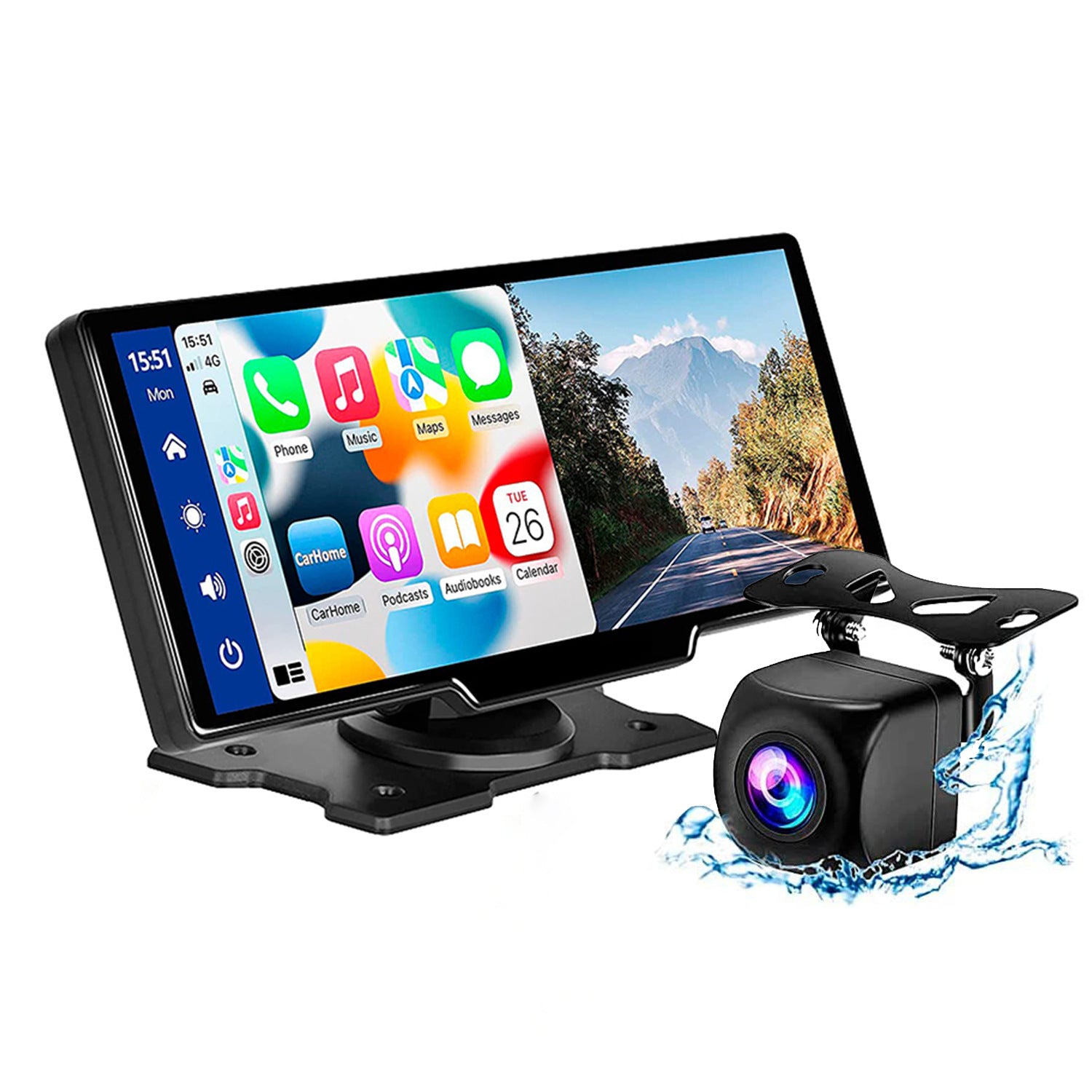 Car Mirror Video Recording Carplay & Android Auto Wireless Connection